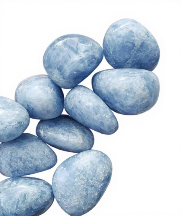 Blue Calcite Tumble Stone | Calming and Stress Relief Crystal - Luna & Soul